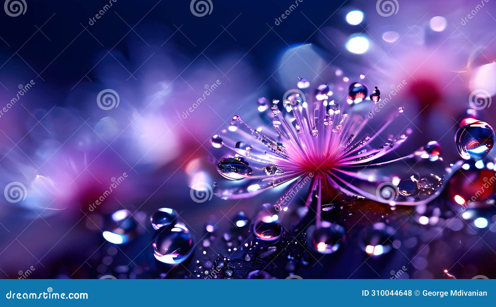 Beautiful Fantasy Macro Water Drops on Plants Stock Illustration ...