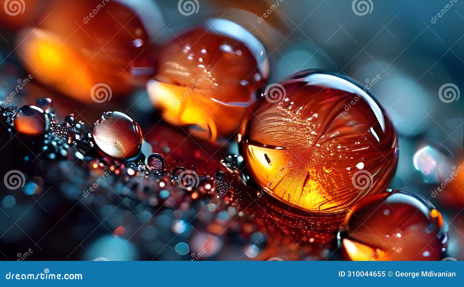 Beautiful Fantasy Macro Water Drops on Plants Stock Illustration ...