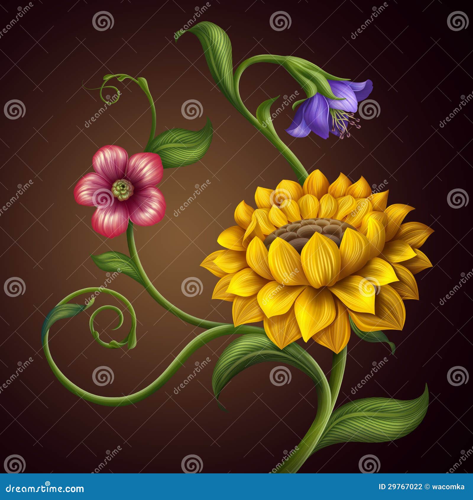 Beautiful Fantasy Spring and Summer Flowers Background Stock ...