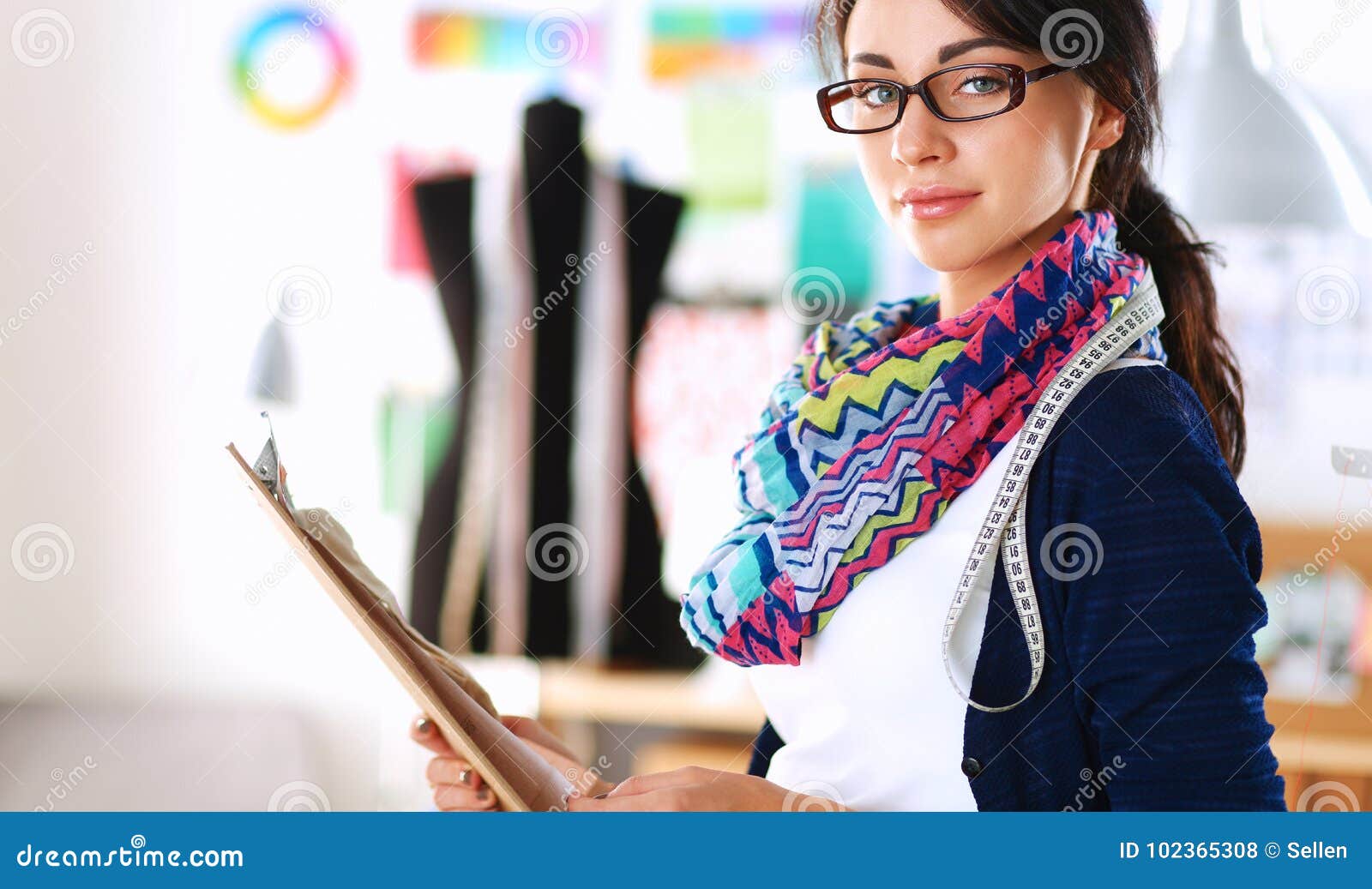 Beautiful Fashion Designer Standing in Studio Stock Photo - Image of ...