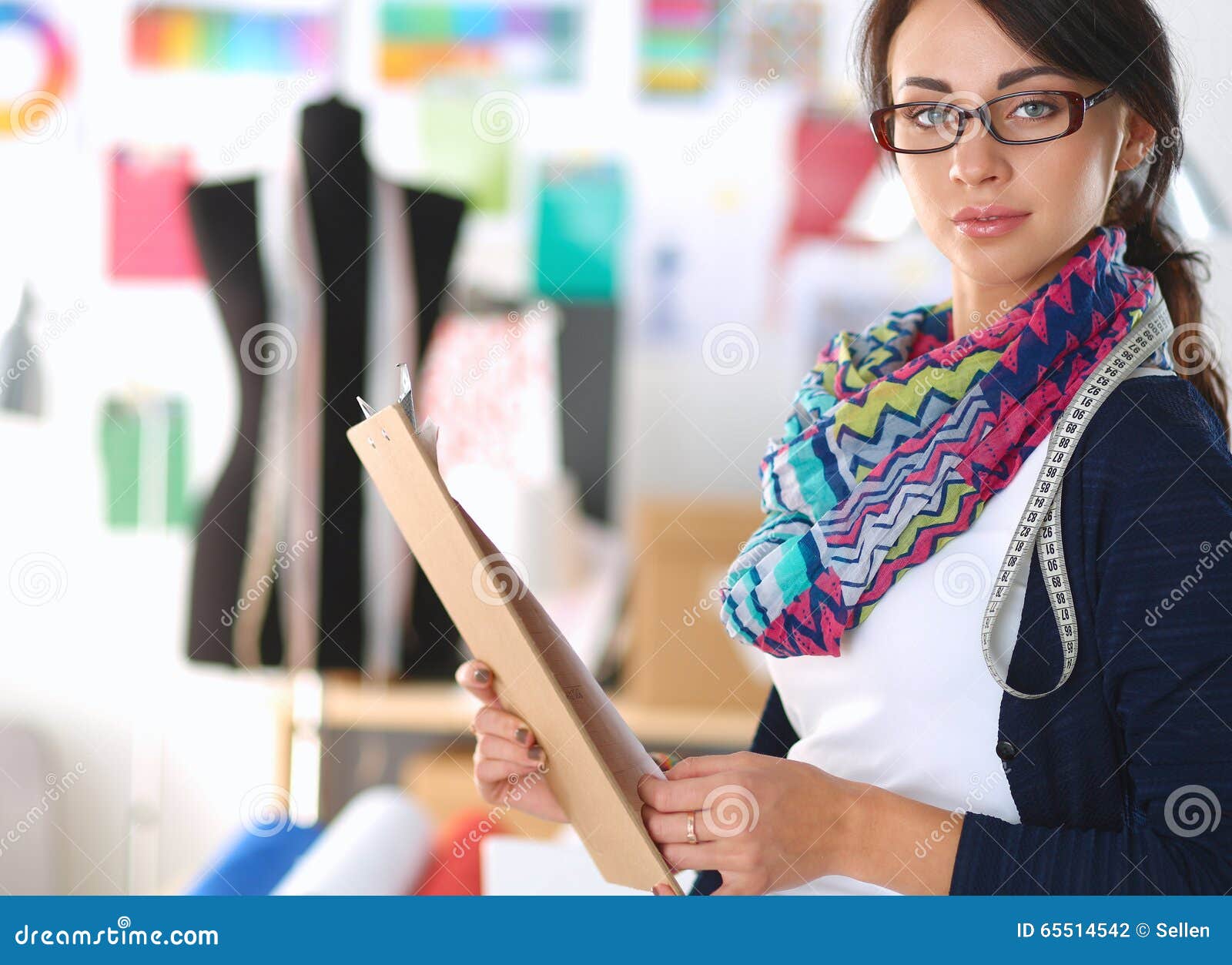 Beautiful Fashion Designer Standing in Studio Stock Photo - Image of ...