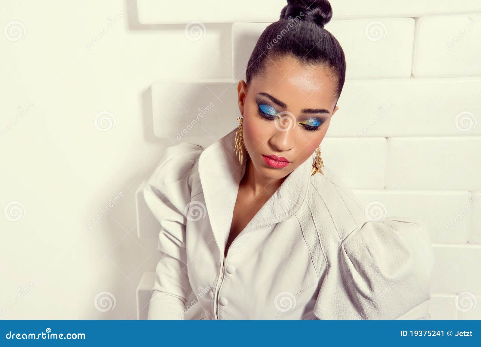 Beautiful Fashion Model in Leather Jacket Stock Image - Image of ...