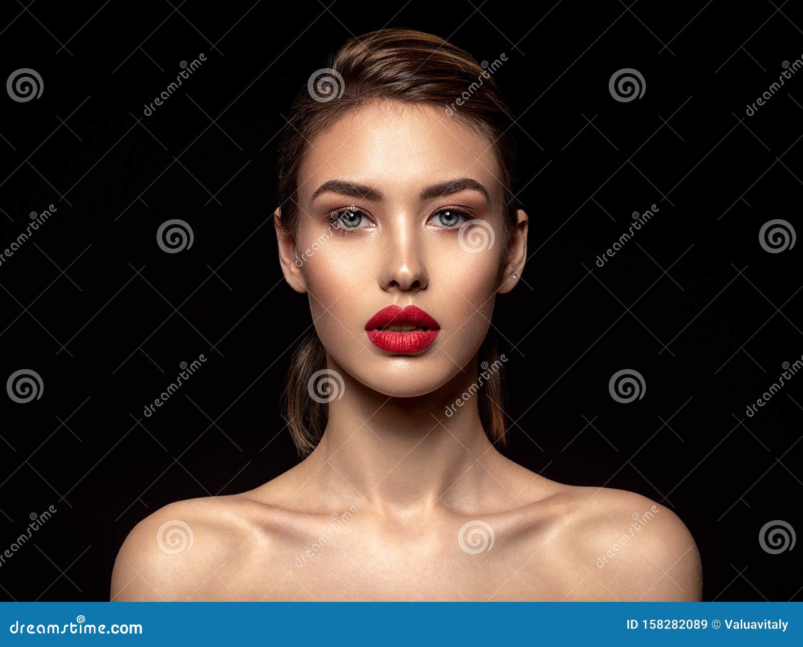Beautiful Fashion Woman With Red Lipstick Pretty Model Stock Image Image Of Sensuality