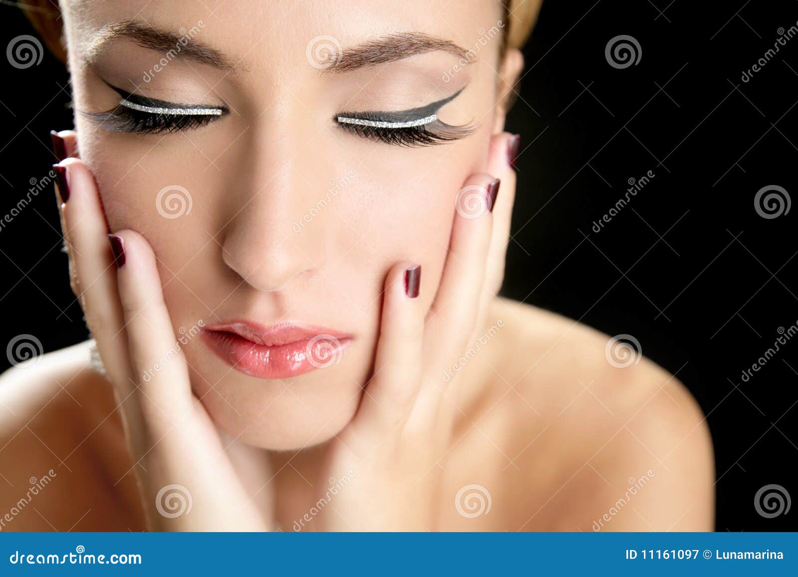Beautiful Fashion Woman Thinking Expression Stock Image - Image of ...