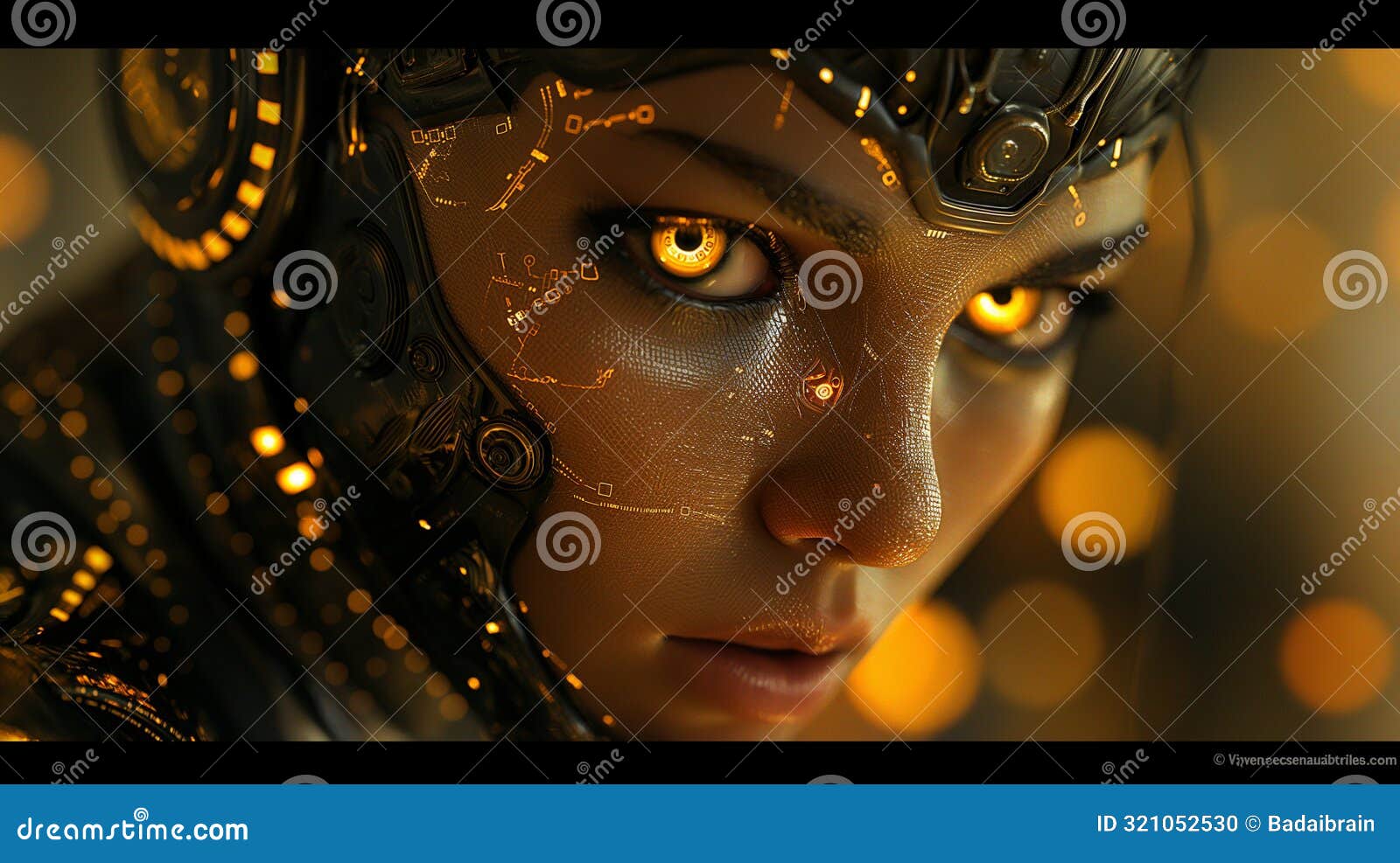A Beautiful Female Android with Artificial Intelligence. Stock ...