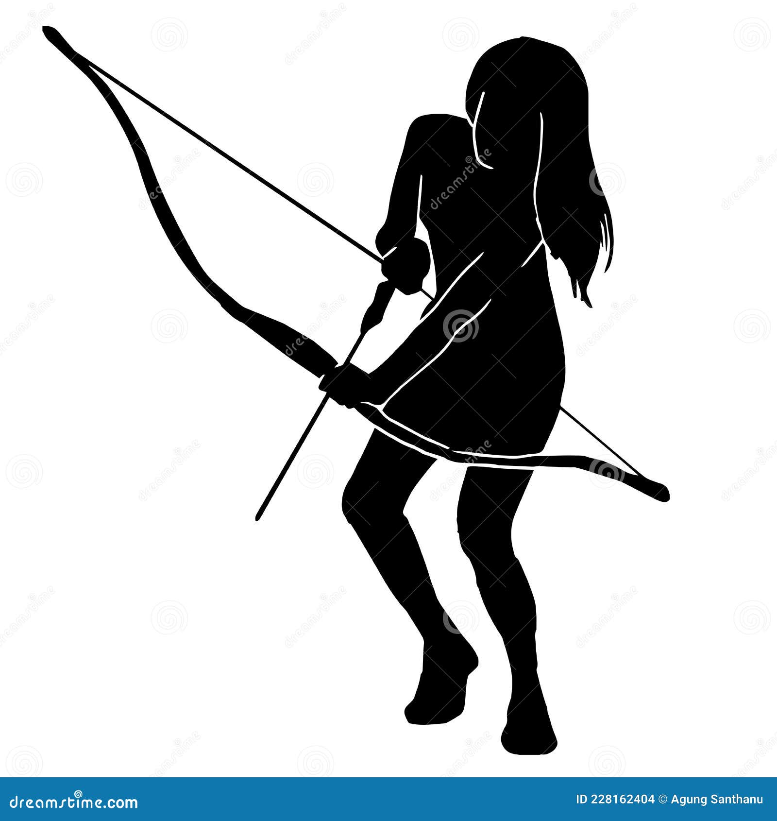Beautiful of Female Archer Warrior Silhouette Vector Collection on ...