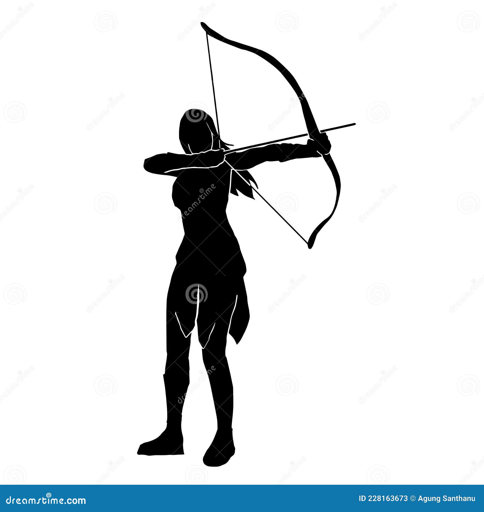 Beautiful of Female Archer Warrior Silhouette Vector Collection on ...