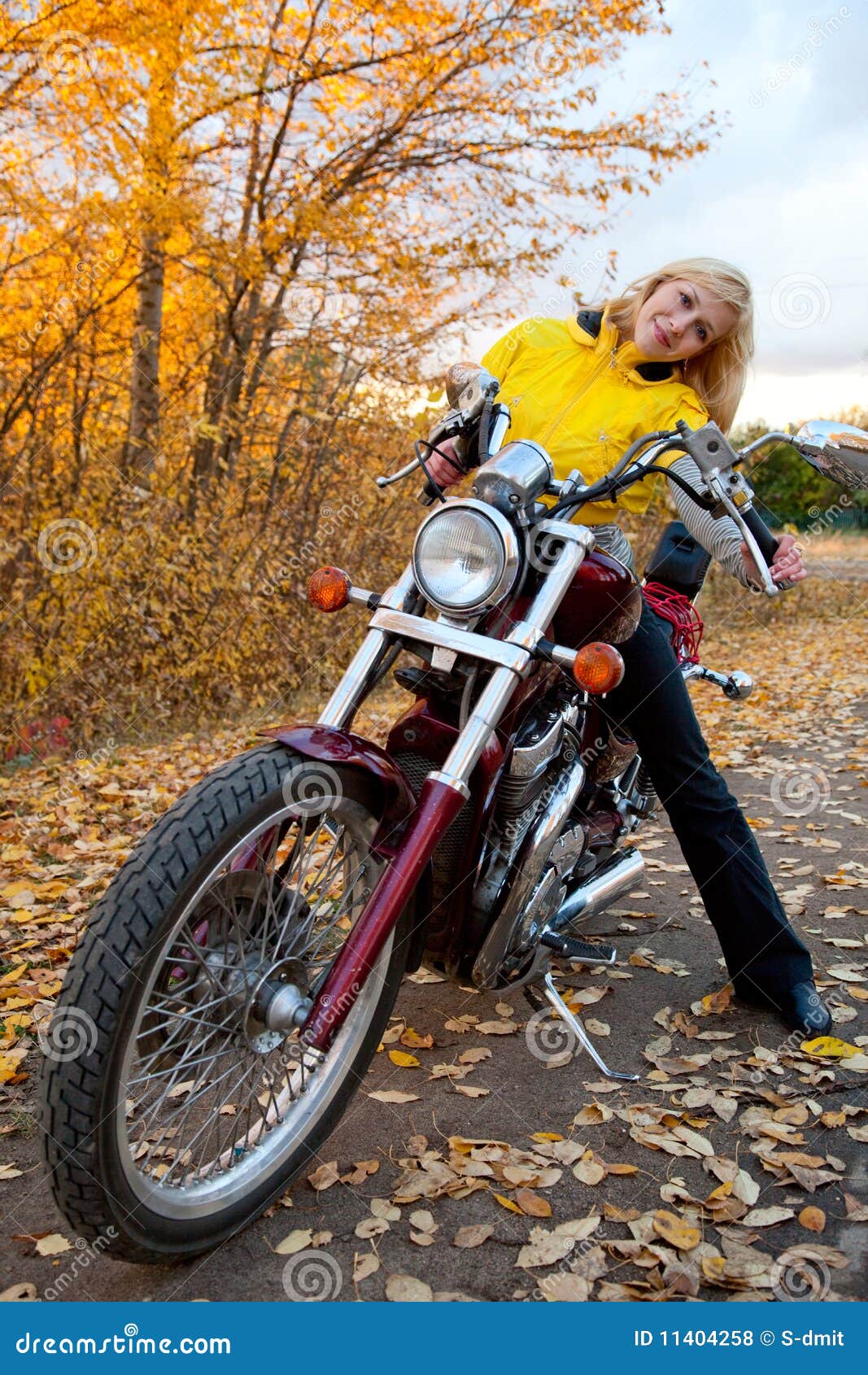 Beautiful female biker stock photo. Image of autumn, fashion - 11404258