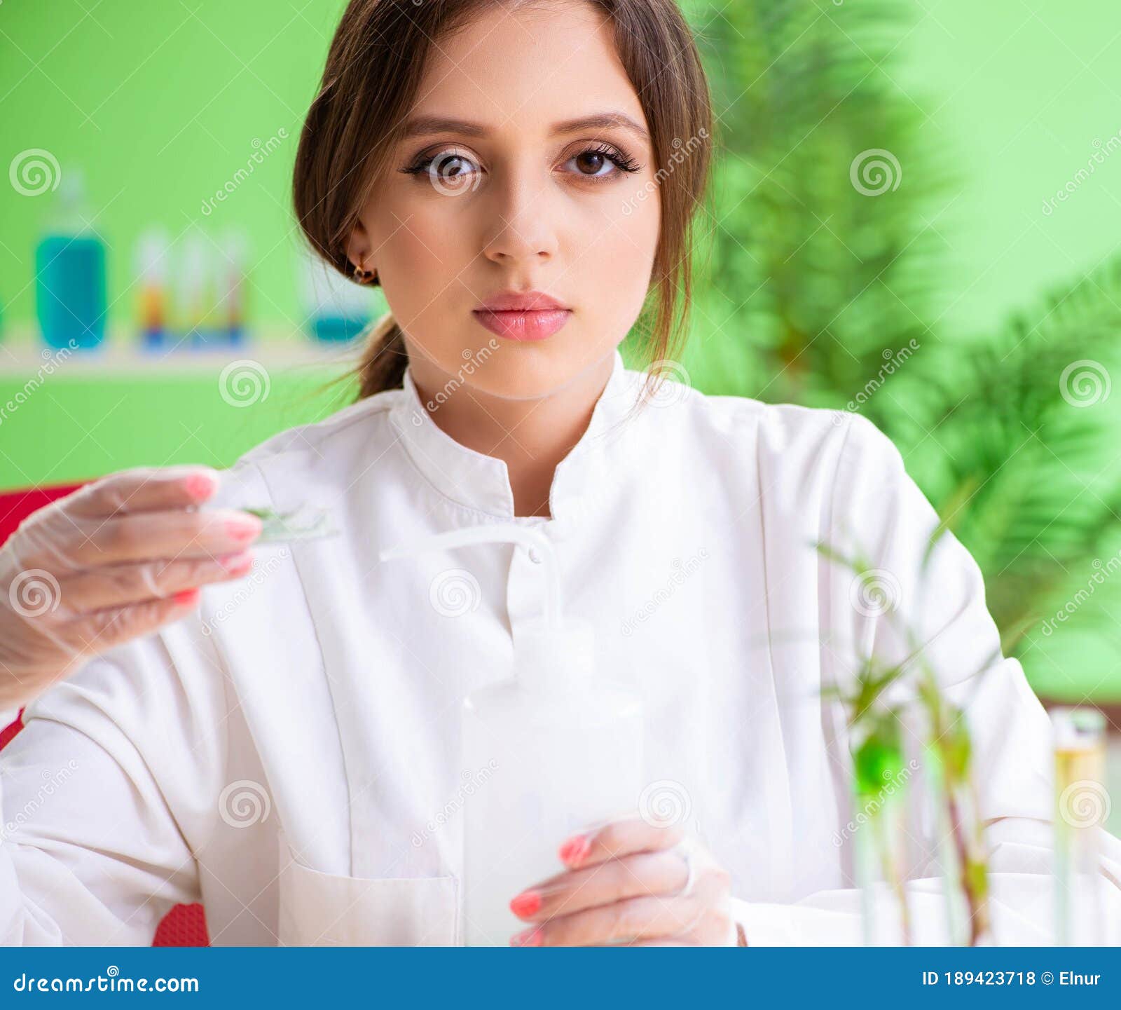 Beautiful Female Biotechnology Scientist Chemist Working in Lab Stock ...