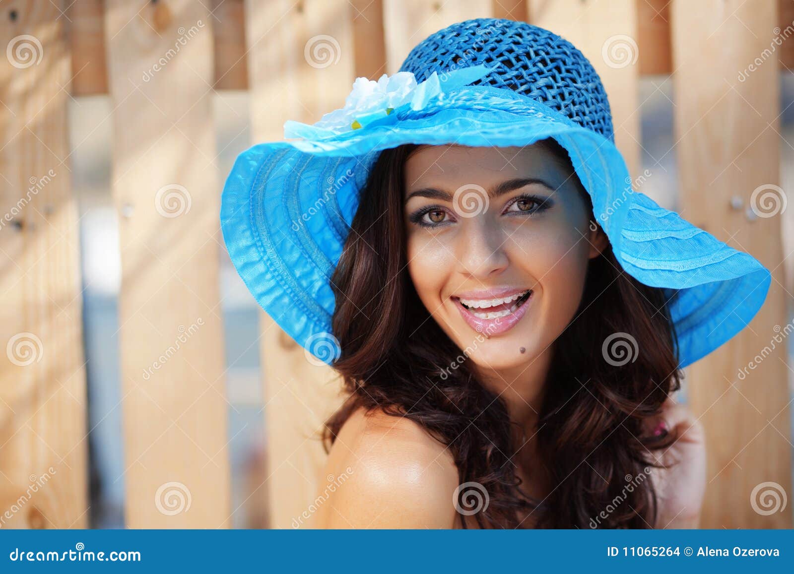 Beautiful Female in Blue Lady S Hat Stock Photo - Image of leisure ...
