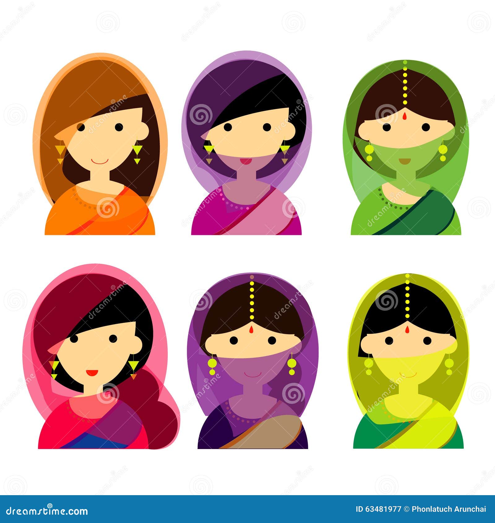 The Beautiful Female Characters of Indian Set Vector Design,avatar ...