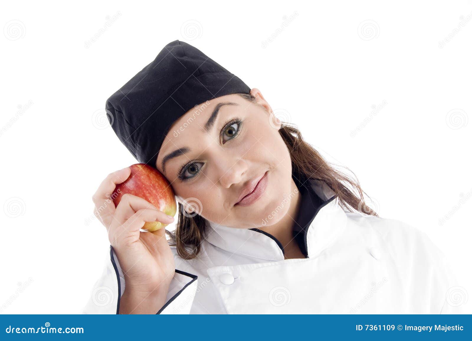 Beautiful female chef stock image. Image of clothing, apple - 7361109