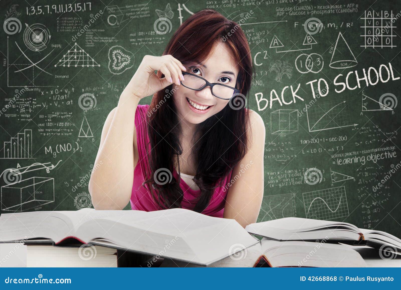 Beautiful Female College Student in Class Stock Photo - Image of ...