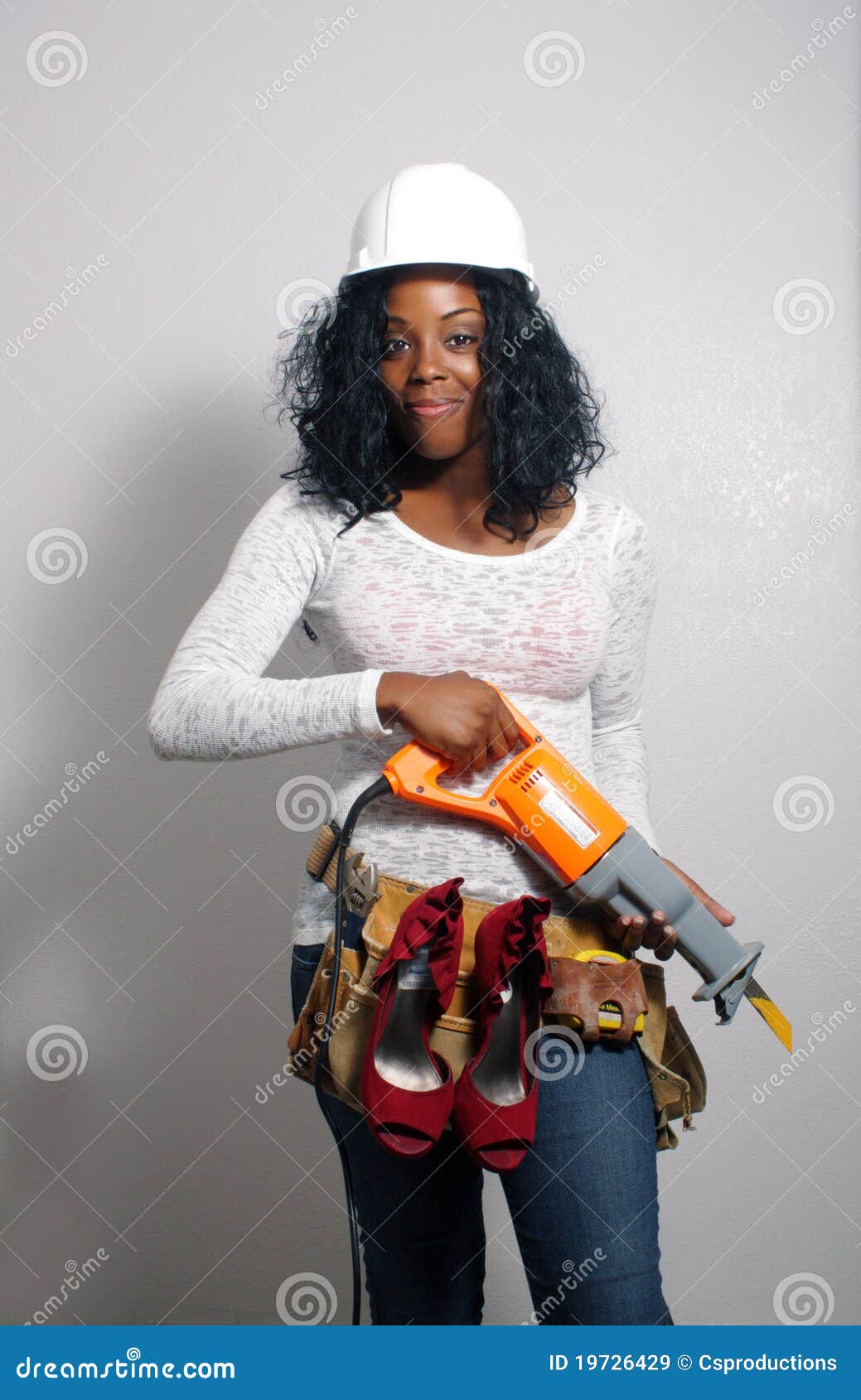 Beautiful Female Construction Worker (1) Stock Image - Image of closeup ...