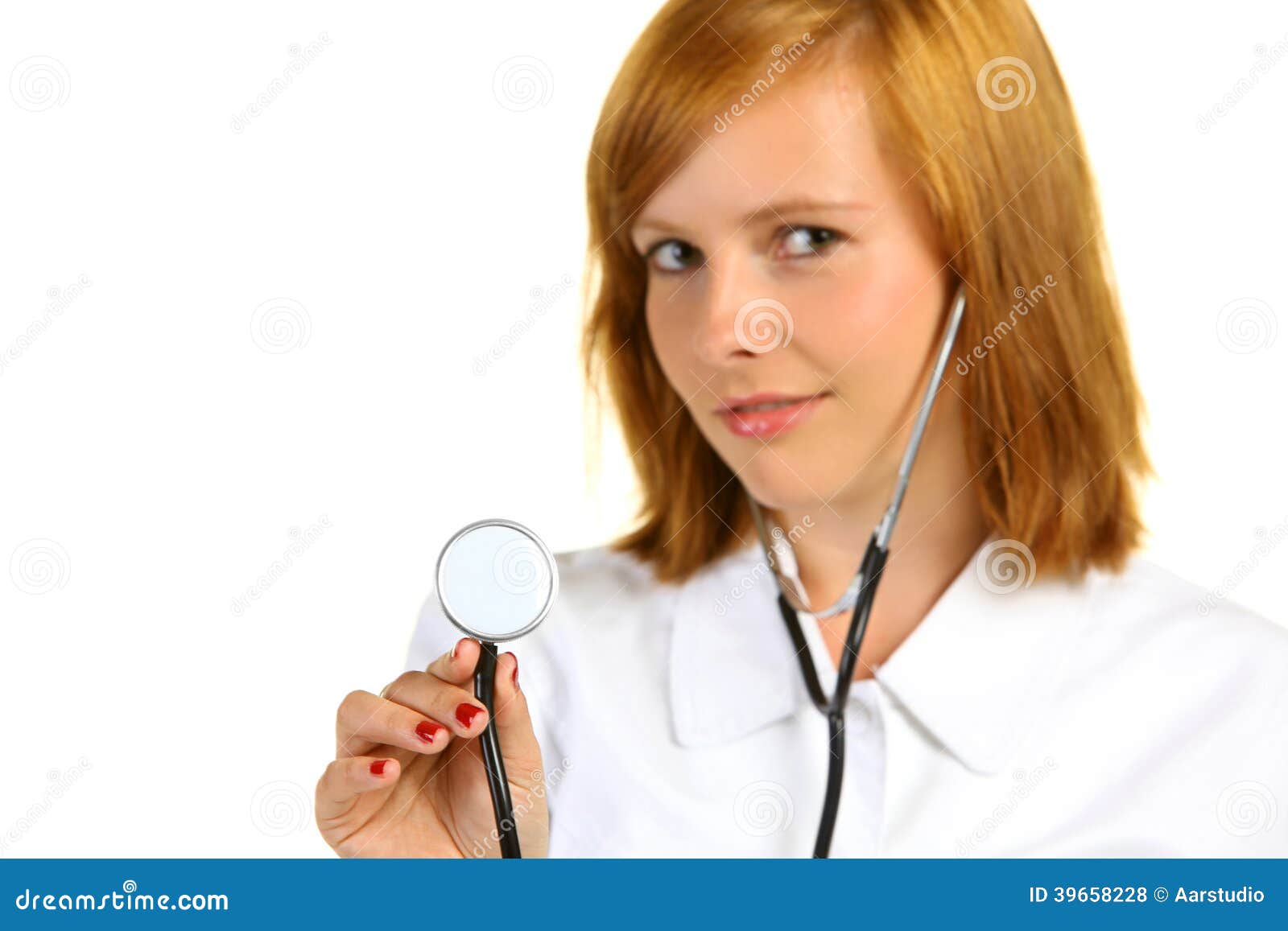 Beautiful Female Doctor (focus on Stethoscope) Stock Photo - Image of ...