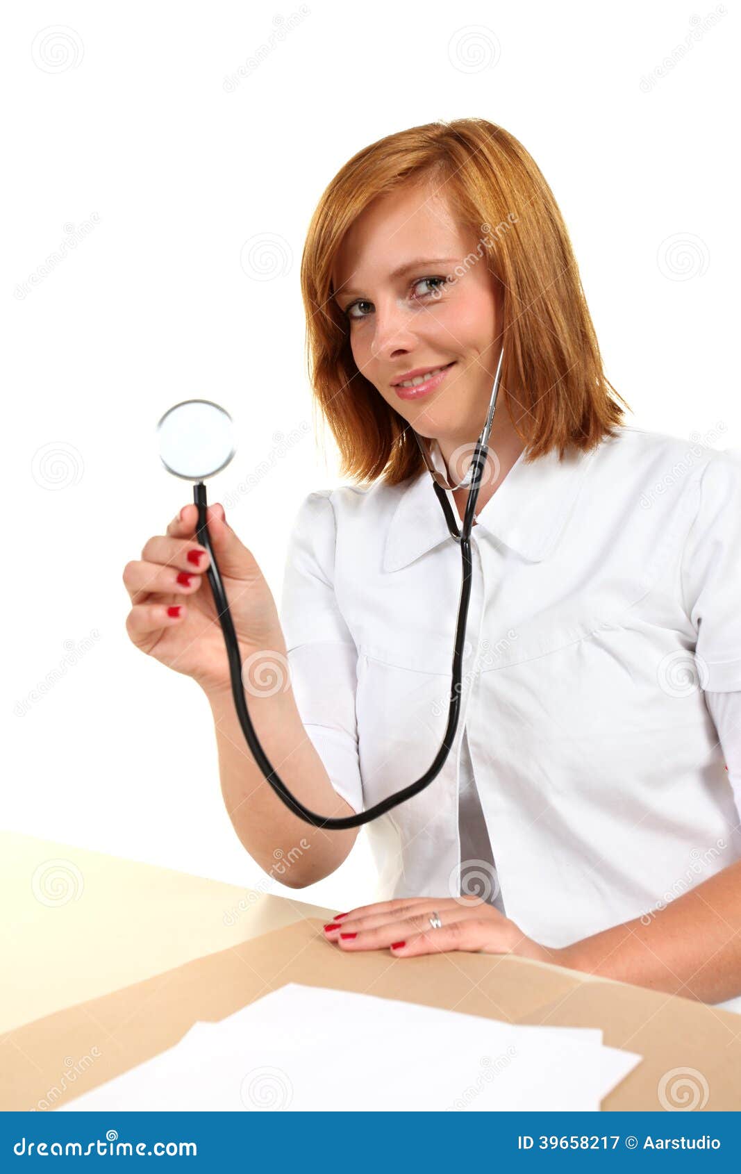 Beautiful Female Doctor with Stethoscope Stock Image - Image of people ...
