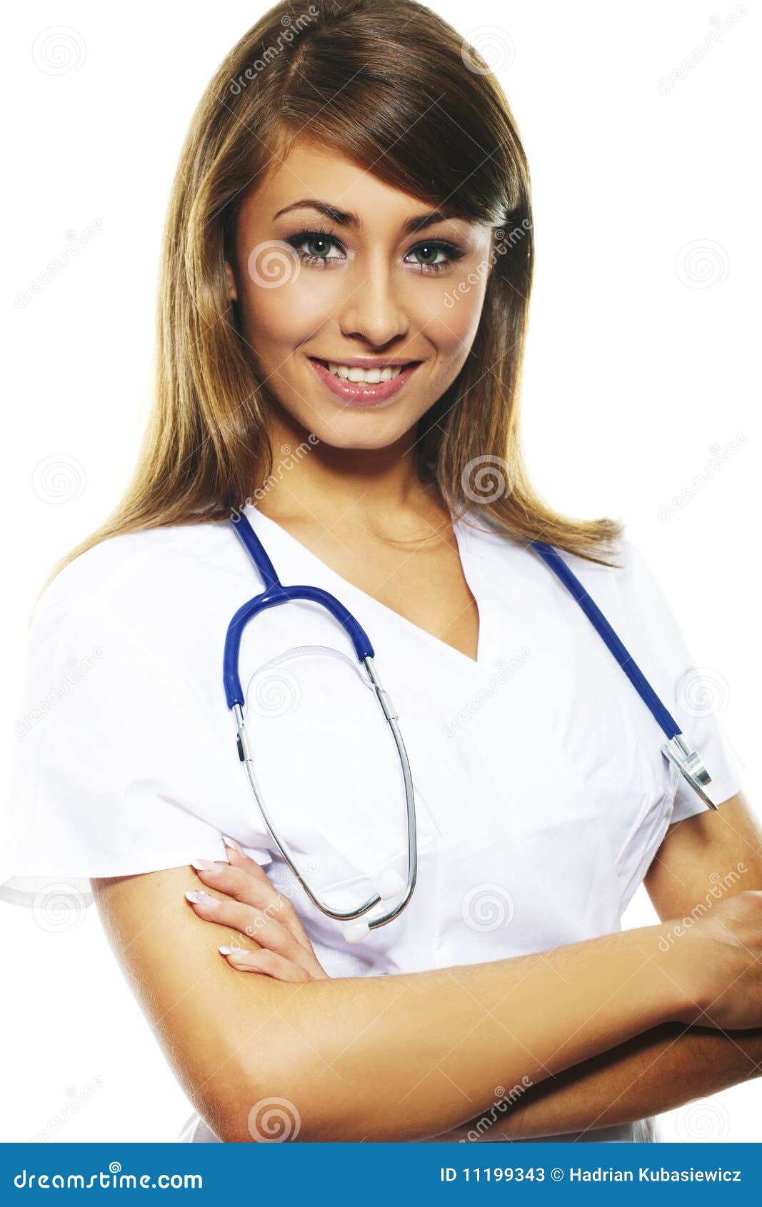 Beautiful Female Doctor on White Stock Image - Image of person ...