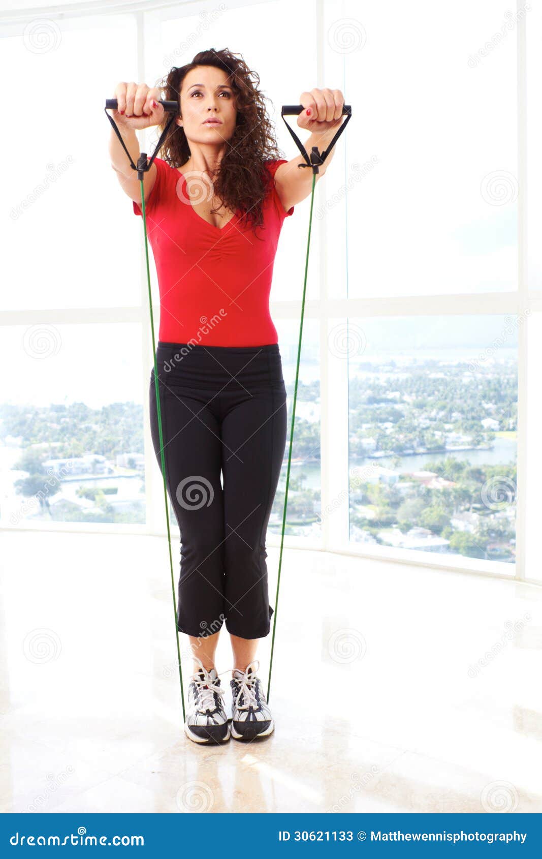 Beautiful Female Doing Resistance Training Stock Image - Image of ...