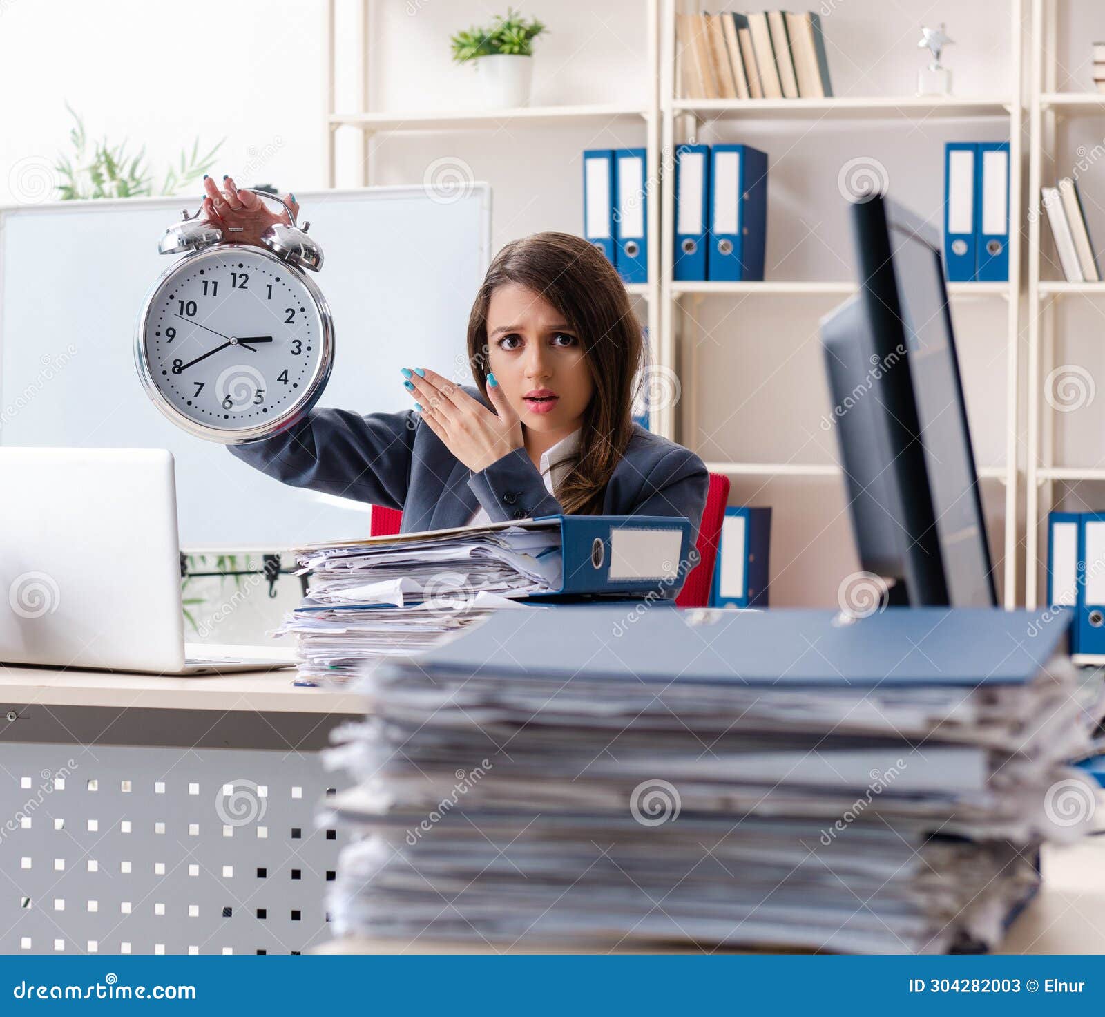Beautiful Female Employee Unhappy with Excessive Work Stock Image ...