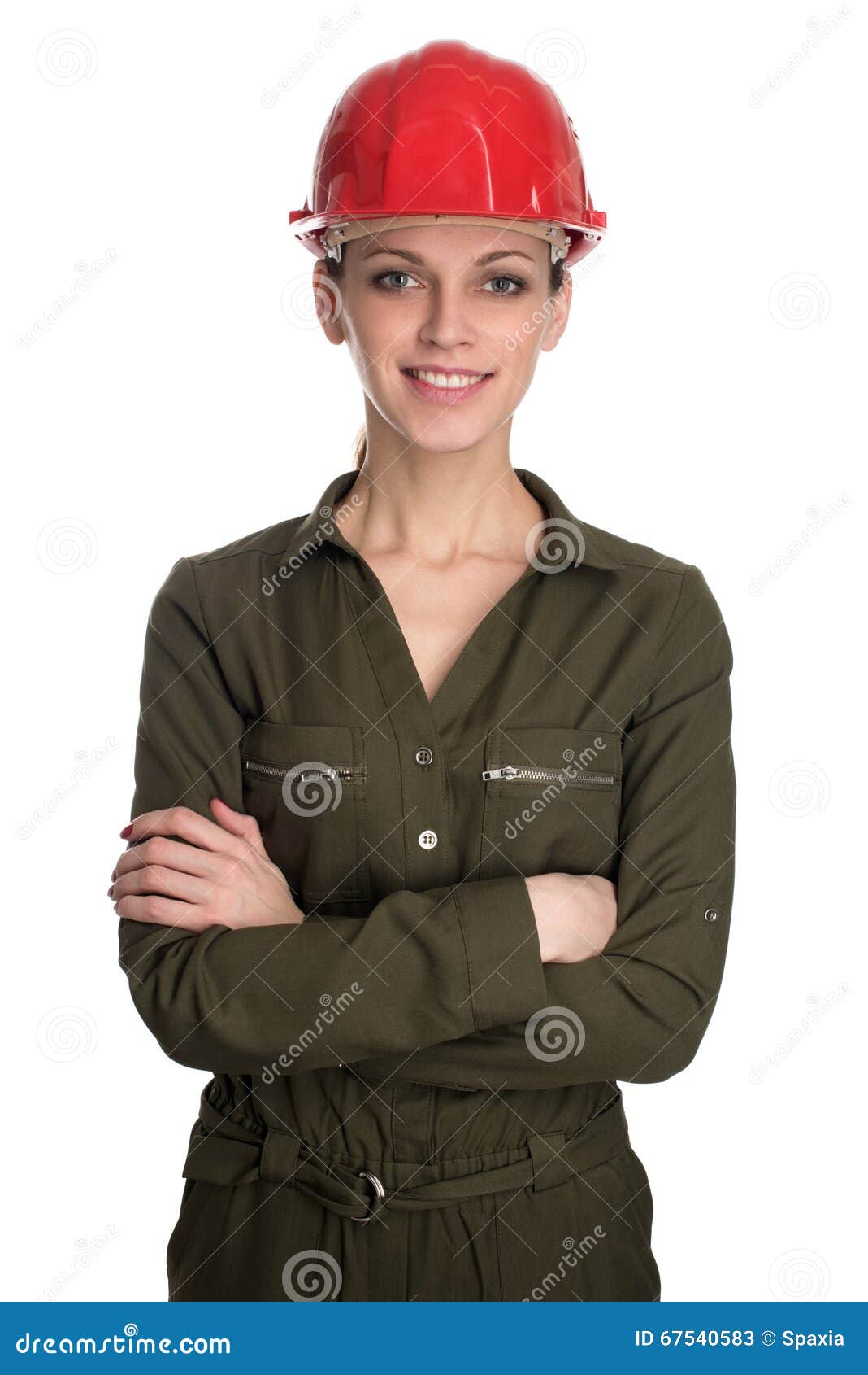 Beautiful Female Engineer Isolated on White Stock Image - Image of ...