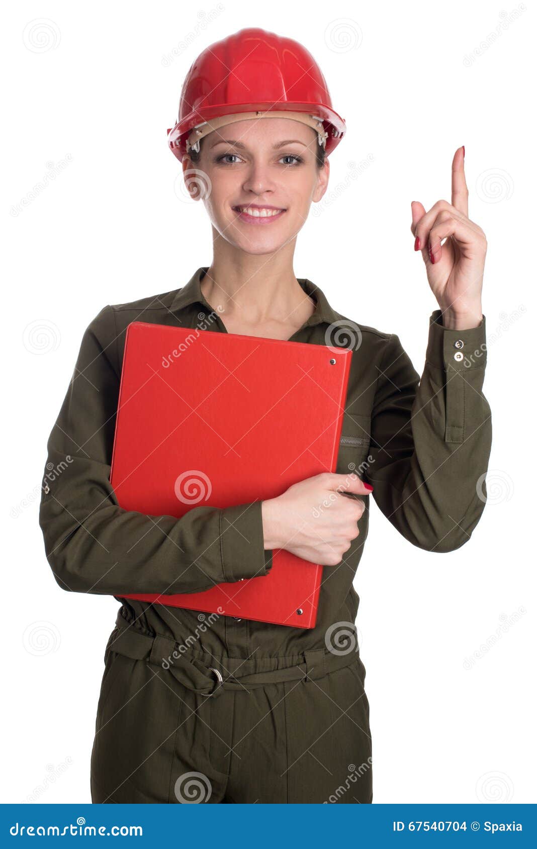 Beautiful Female Engineer Isolated on White Stock Photo - Image of ...