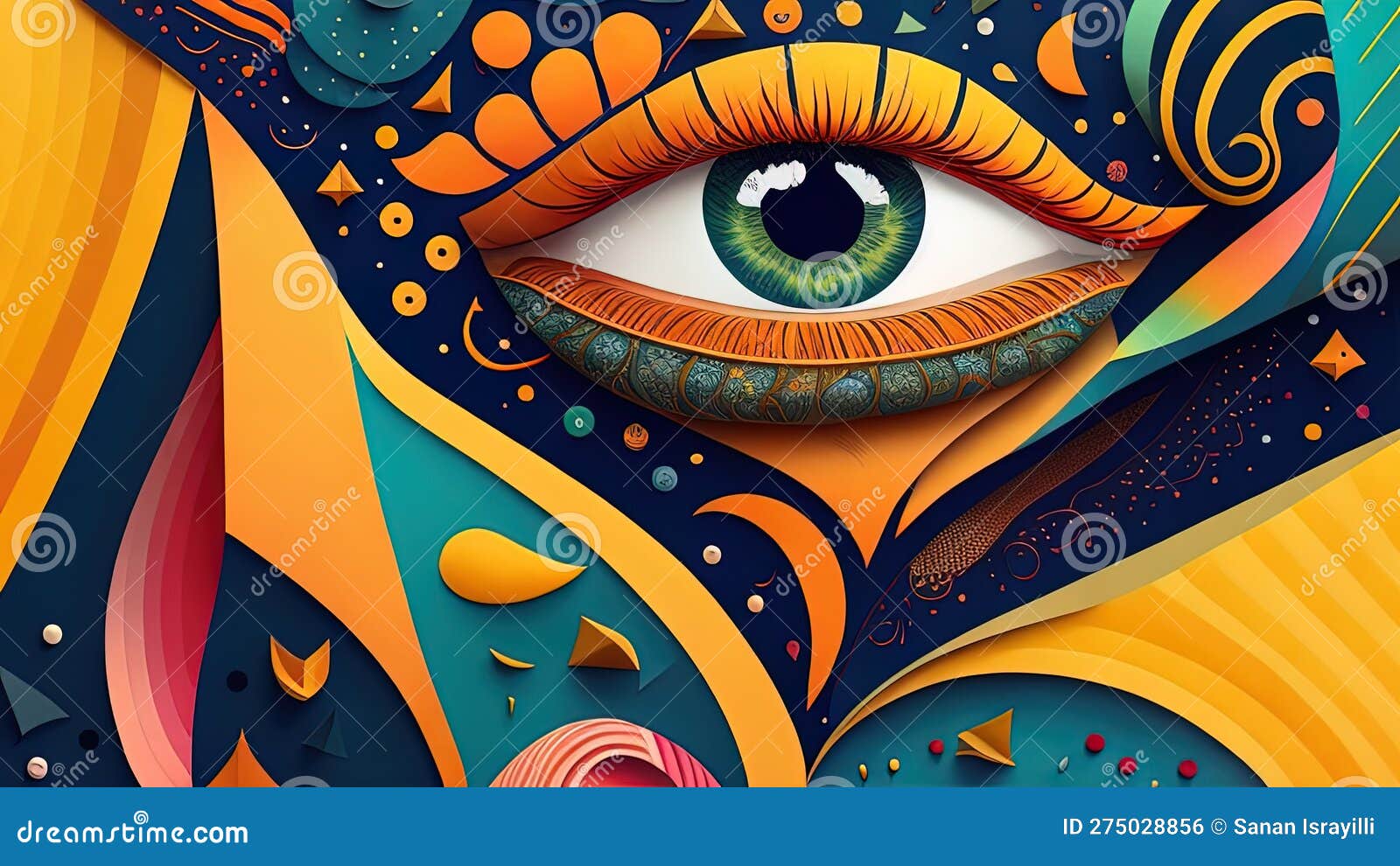 Beautiful Female Eye with Abstract Pattern on Background. Vector ...