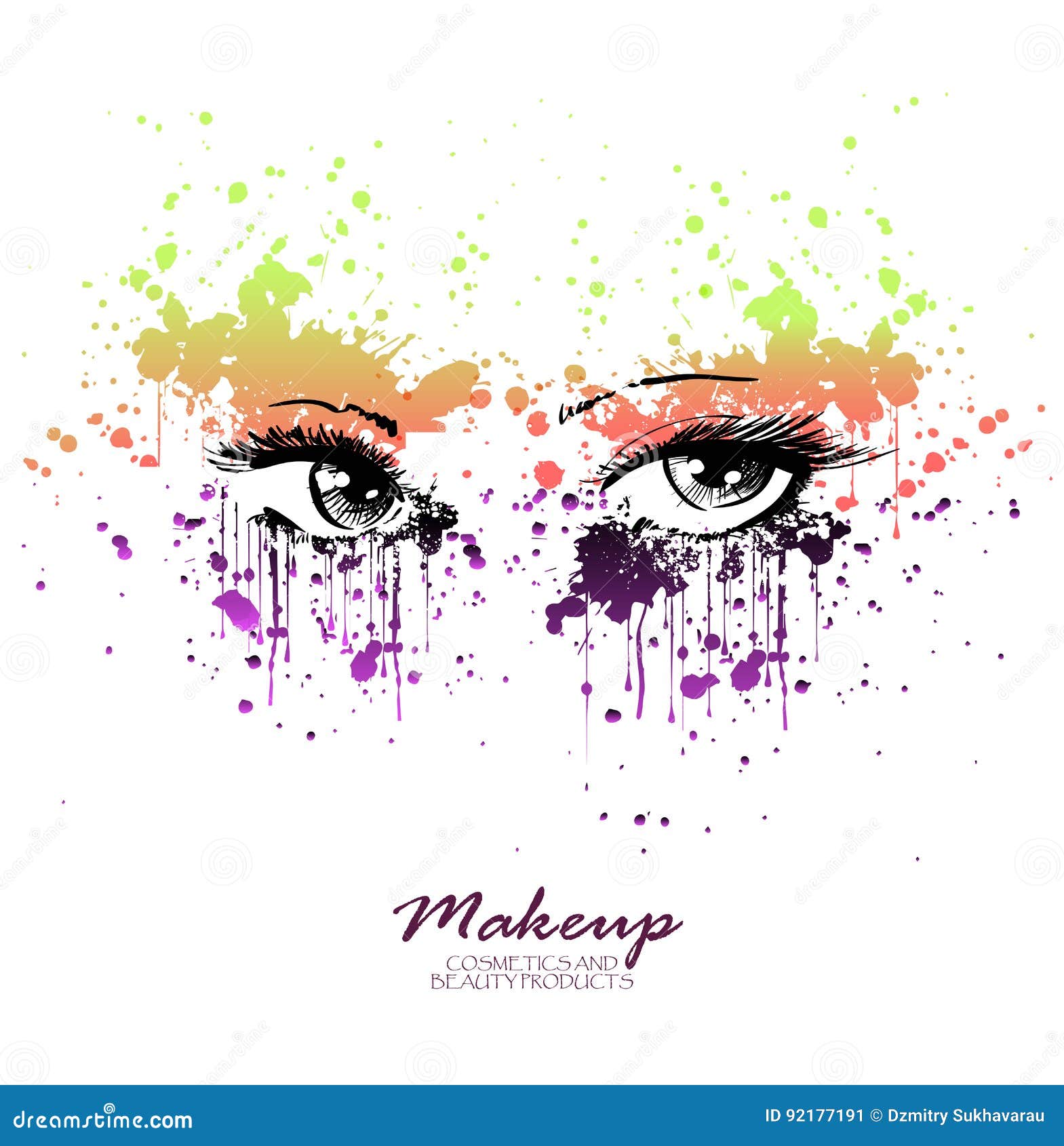 Beautiful female eyes stock vector. Illustration of mascara - 92177191