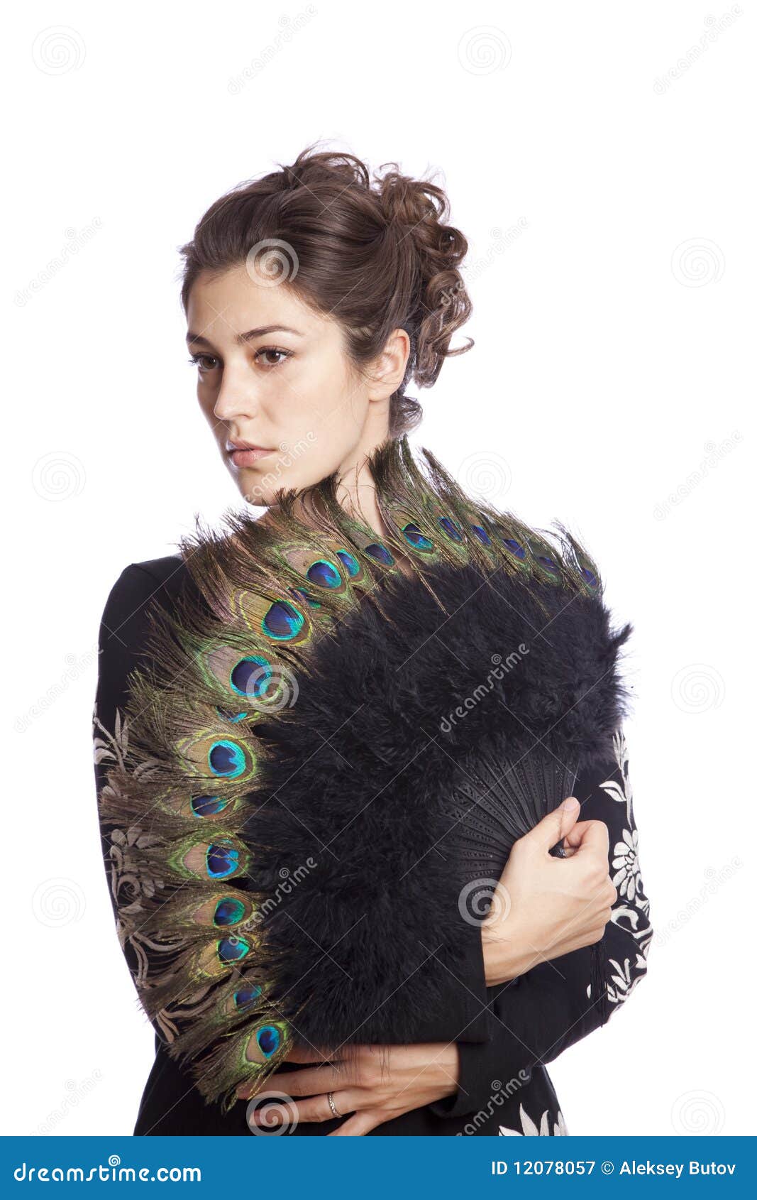 Beautiful female with fan stock image. Image of person - 12078057