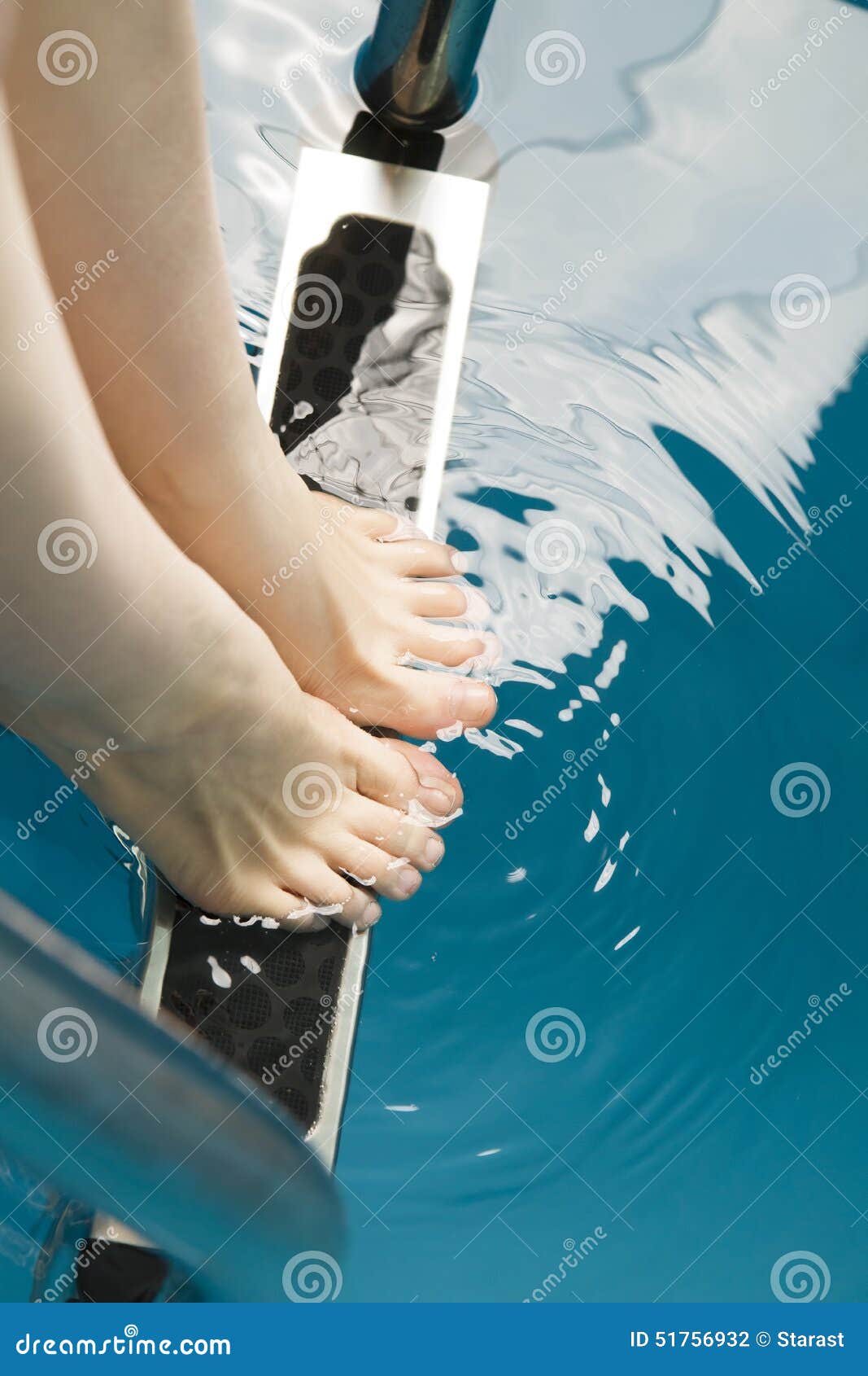 Beautiful Female Feet on the Steps of the Pool Stock Photo - Image of ...