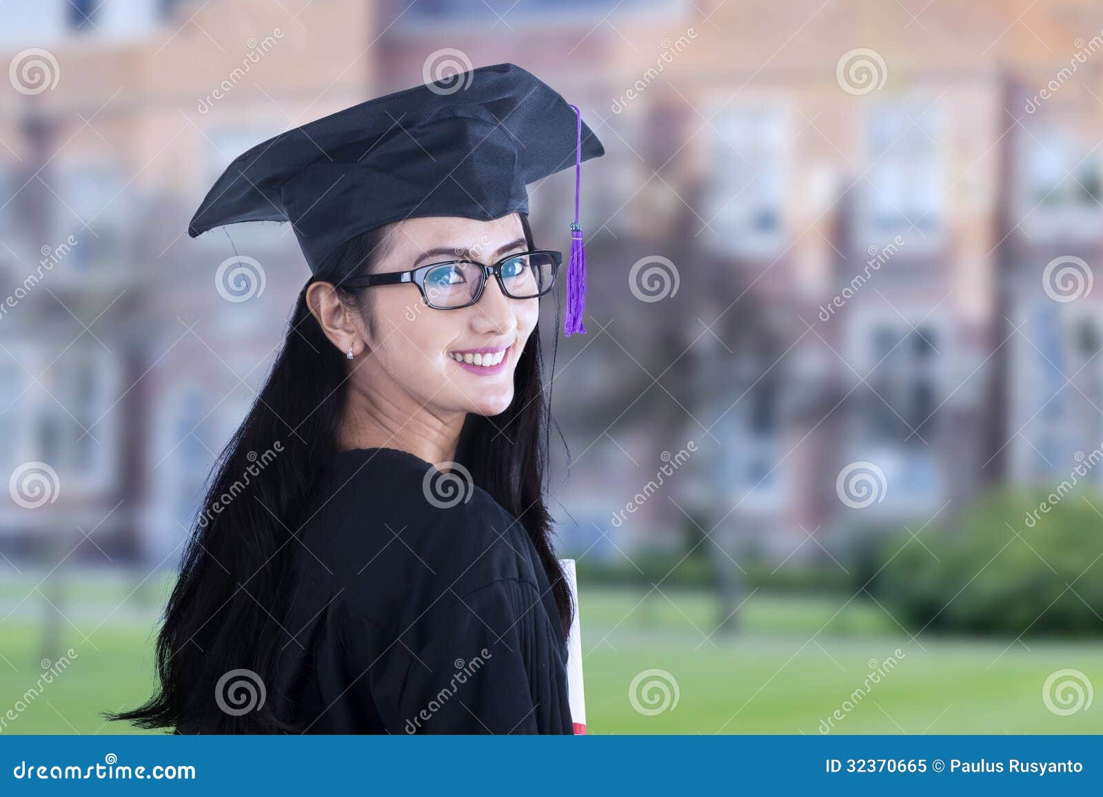 Beautiful Female Graduate on Campus Stock Image - Image of girl, campus ...