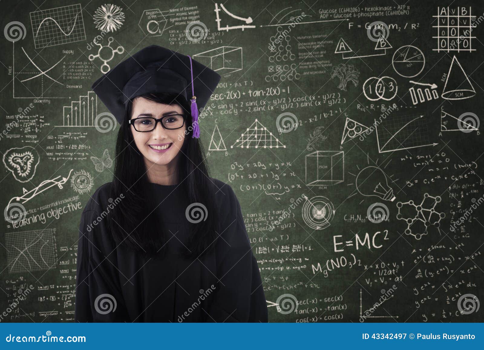 Beautiful Female Graduate Smiling in Class Stock Image - Image of ...