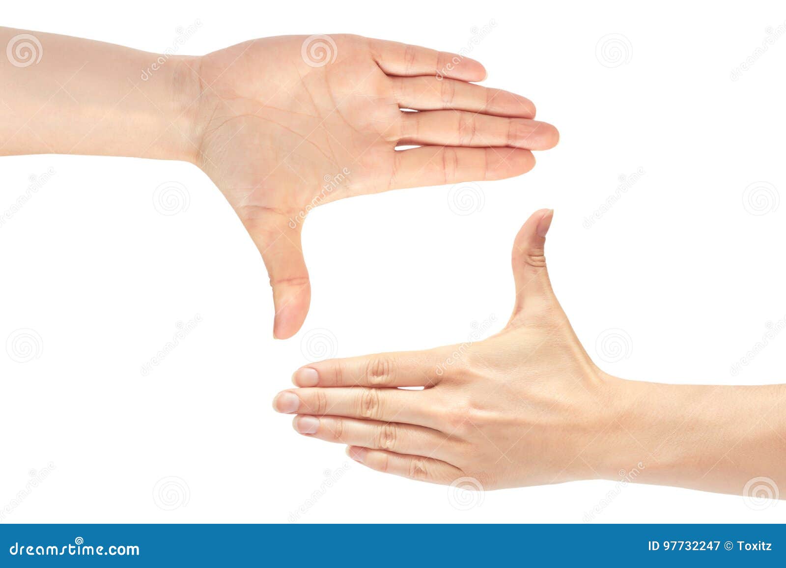 Beautiful Female Hand Frame Gesture. Isolated on White Background Stock ...