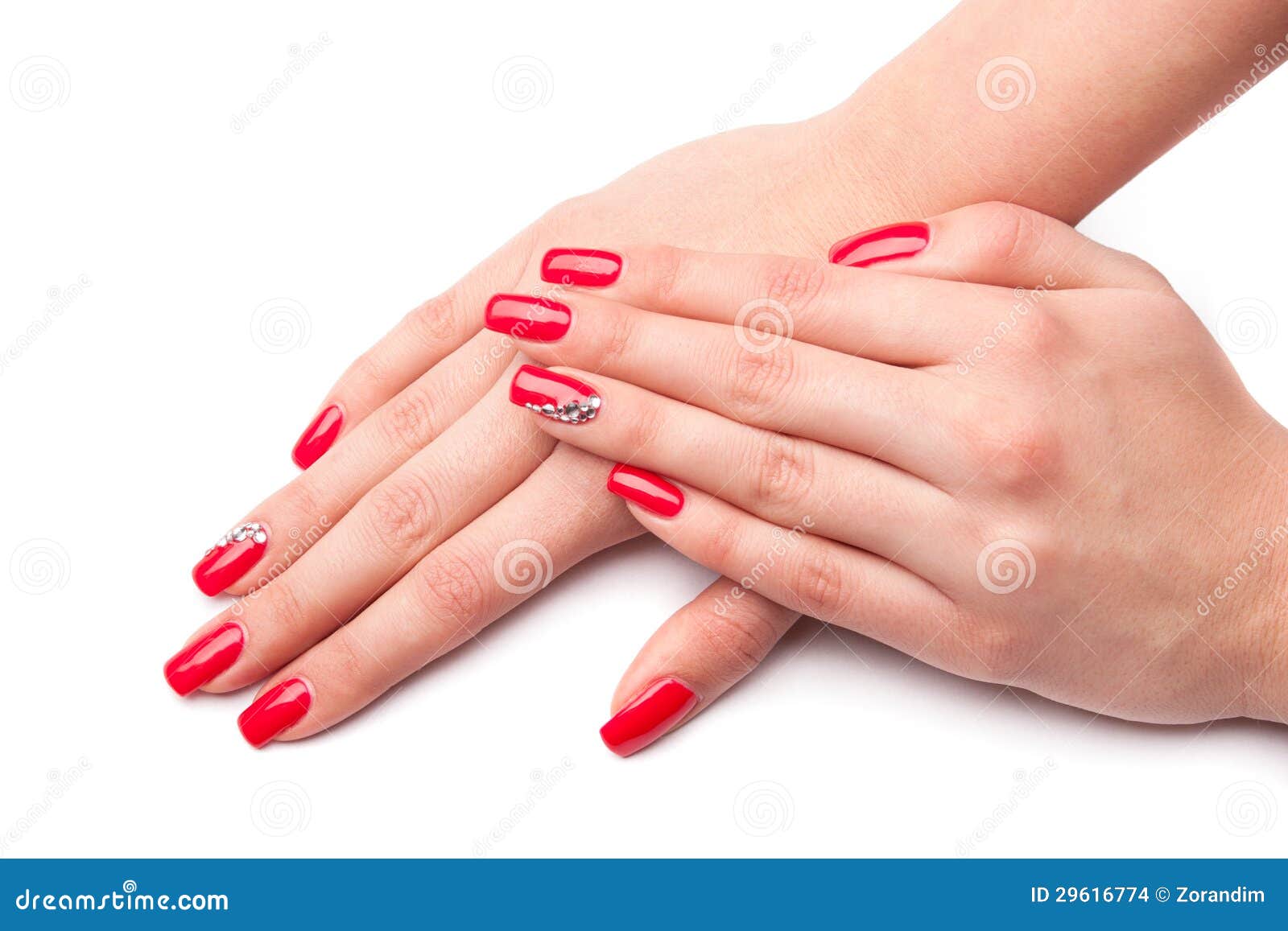 Beautiful Female Hand with Red Nails Isolated on White Stock Photo ...