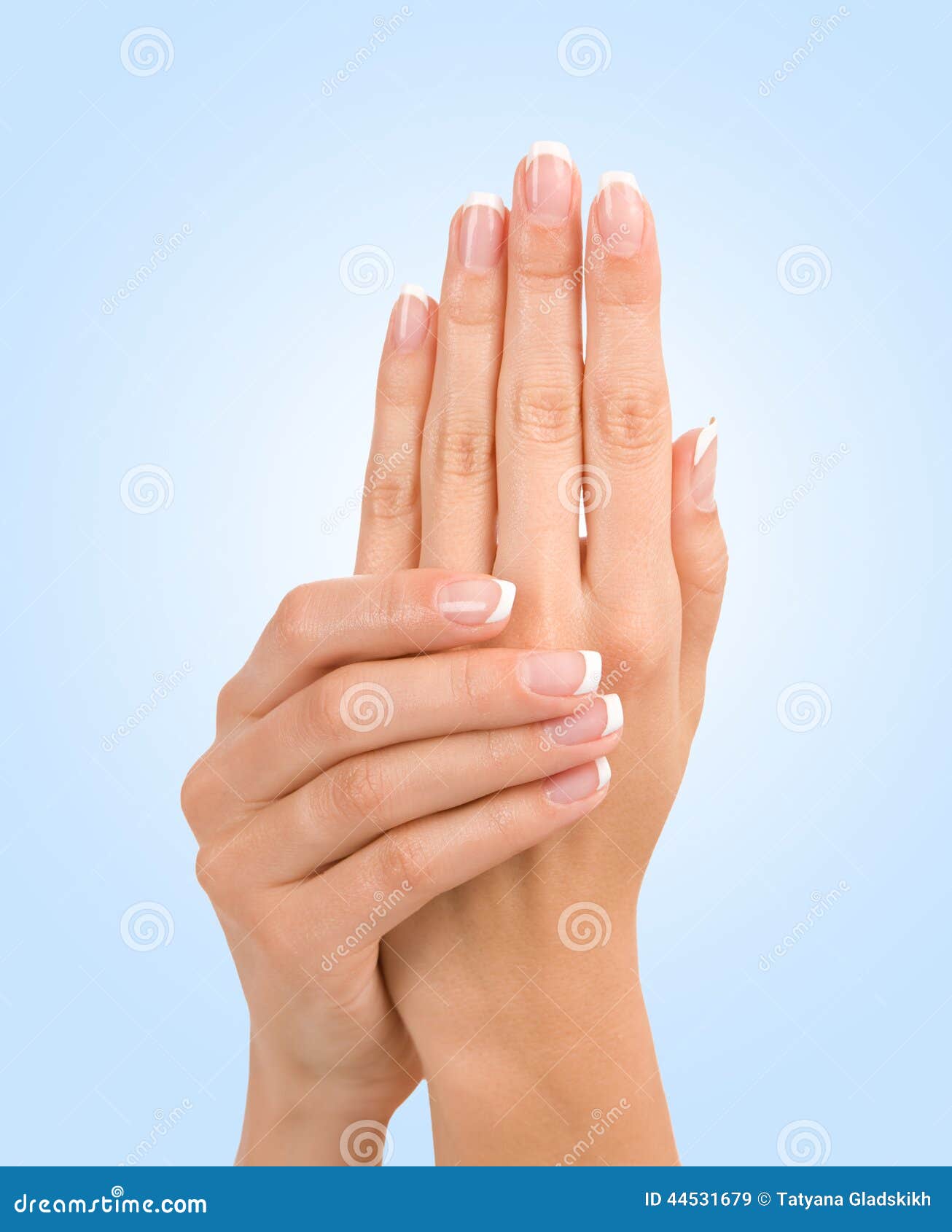 Beautiful Female Hands on Blue Stock Image - Image of body, lifestyle ...