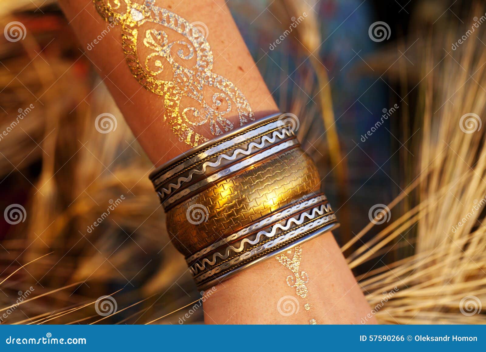 Beautiful Female Hands with Bracelets Stock Photo - Image of gold ...