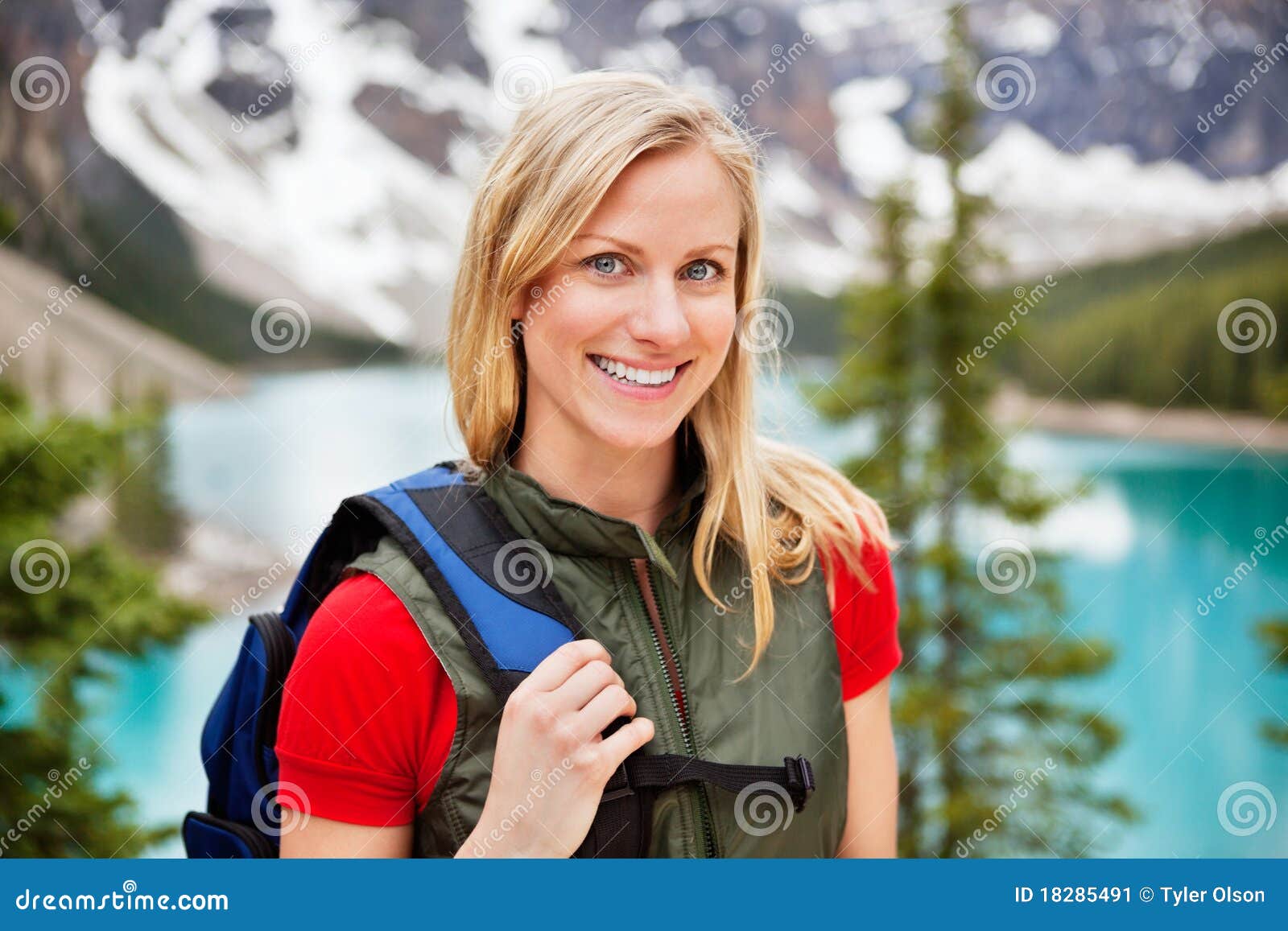 Beautiful Female Hiker Smiling Stock Image - Image of closeup ...
