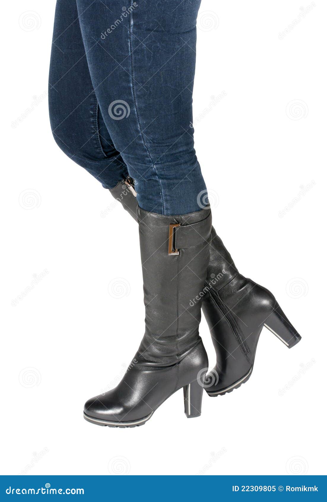 Beautiful Female Legs in Boots Stock Image - Image of leather, jeans ...
