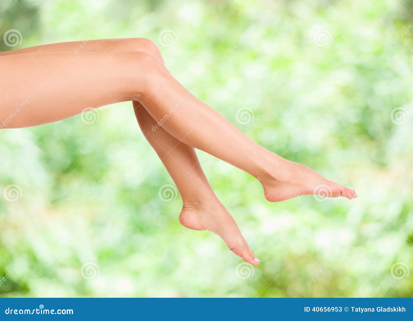 Beautiful Female Legs on Green Stock Image - Image of healthy, person ...