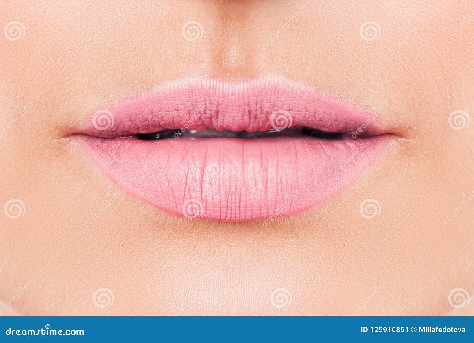 Beautiful Female Lips with Pink Lipstick Makeup Stock Image - Image of ...