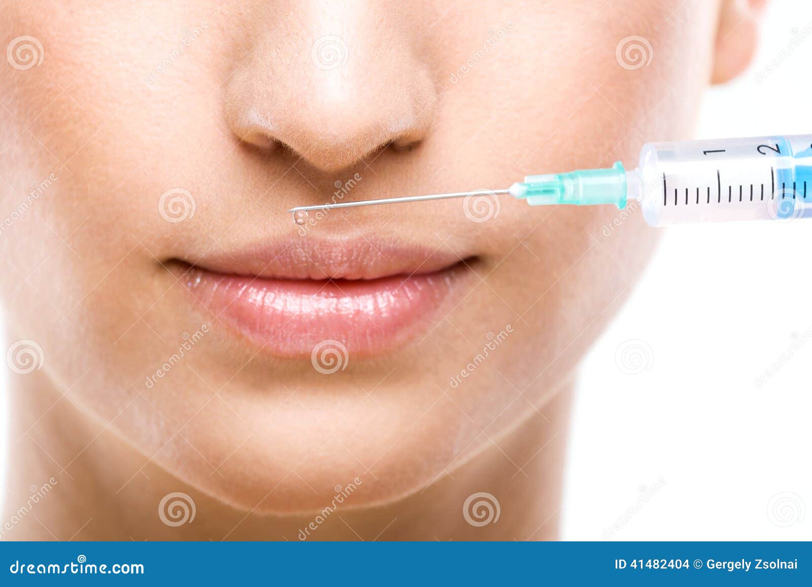 Beautiful Female Lips Plastic Surgery, Her Lips at the Needle Stock ...