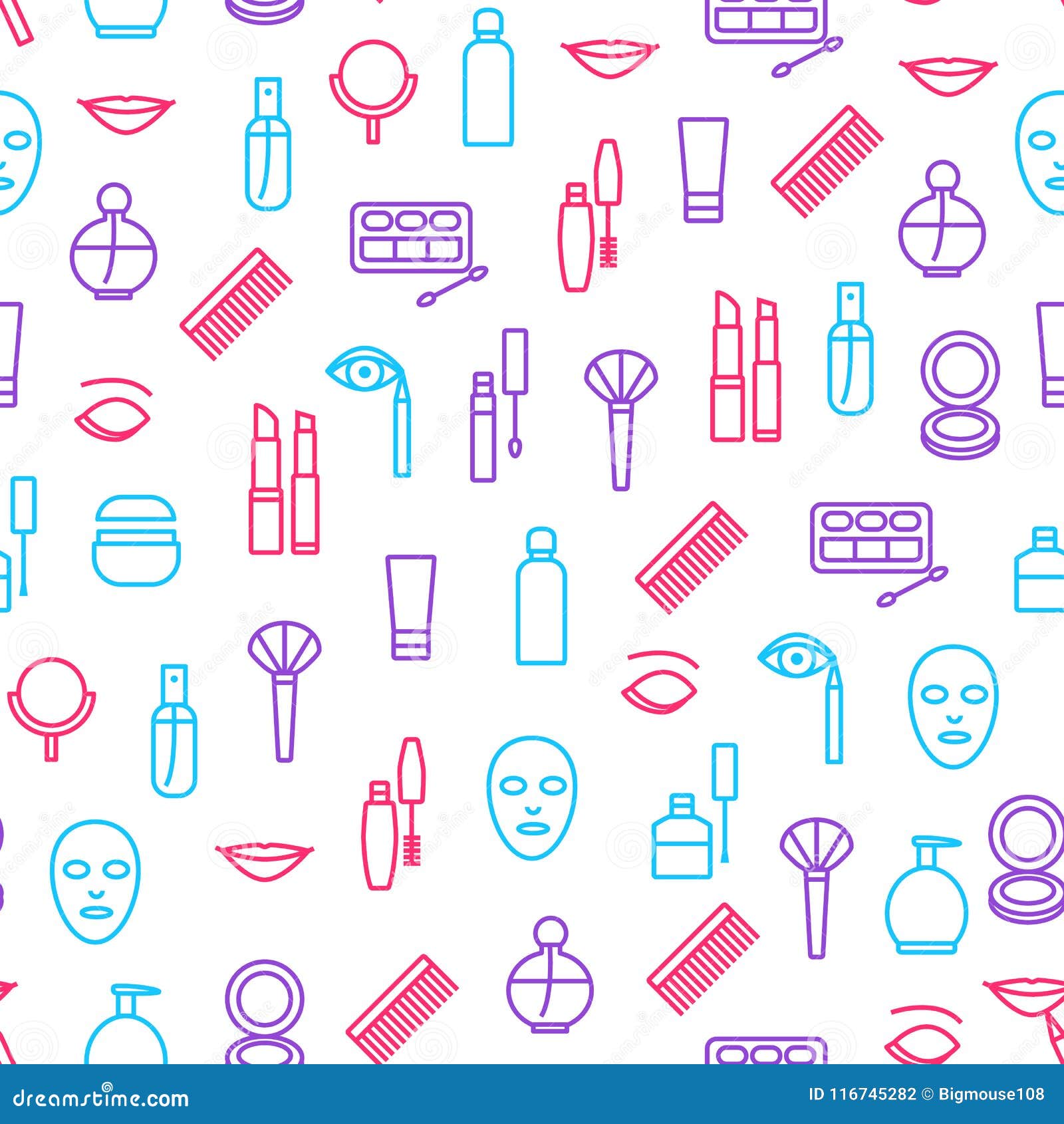 Beautiful Female Make Up Seamless Pattern Background. Vector Stock ...