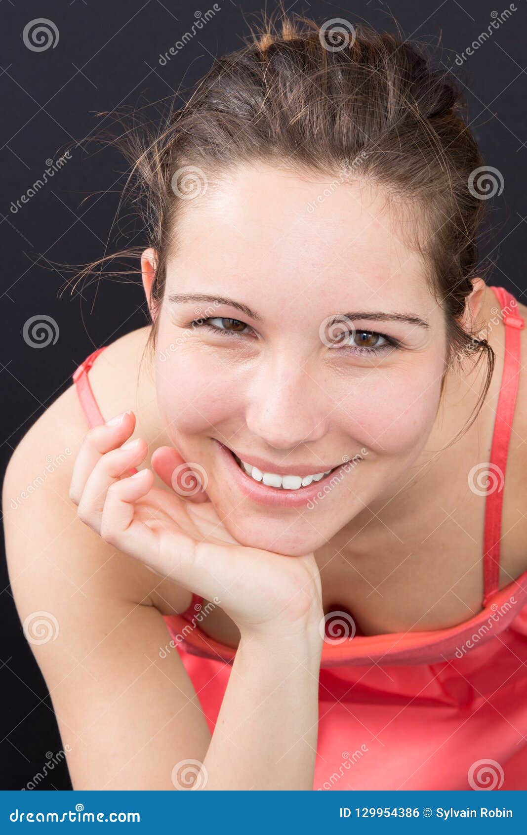 Beautiful Female Model on Black Background Stock Photo - Image of cute ...