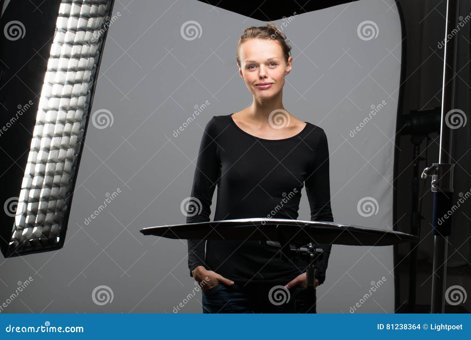 Beautiful Female Model Posing in a Photographic Studio Stock Photo ...