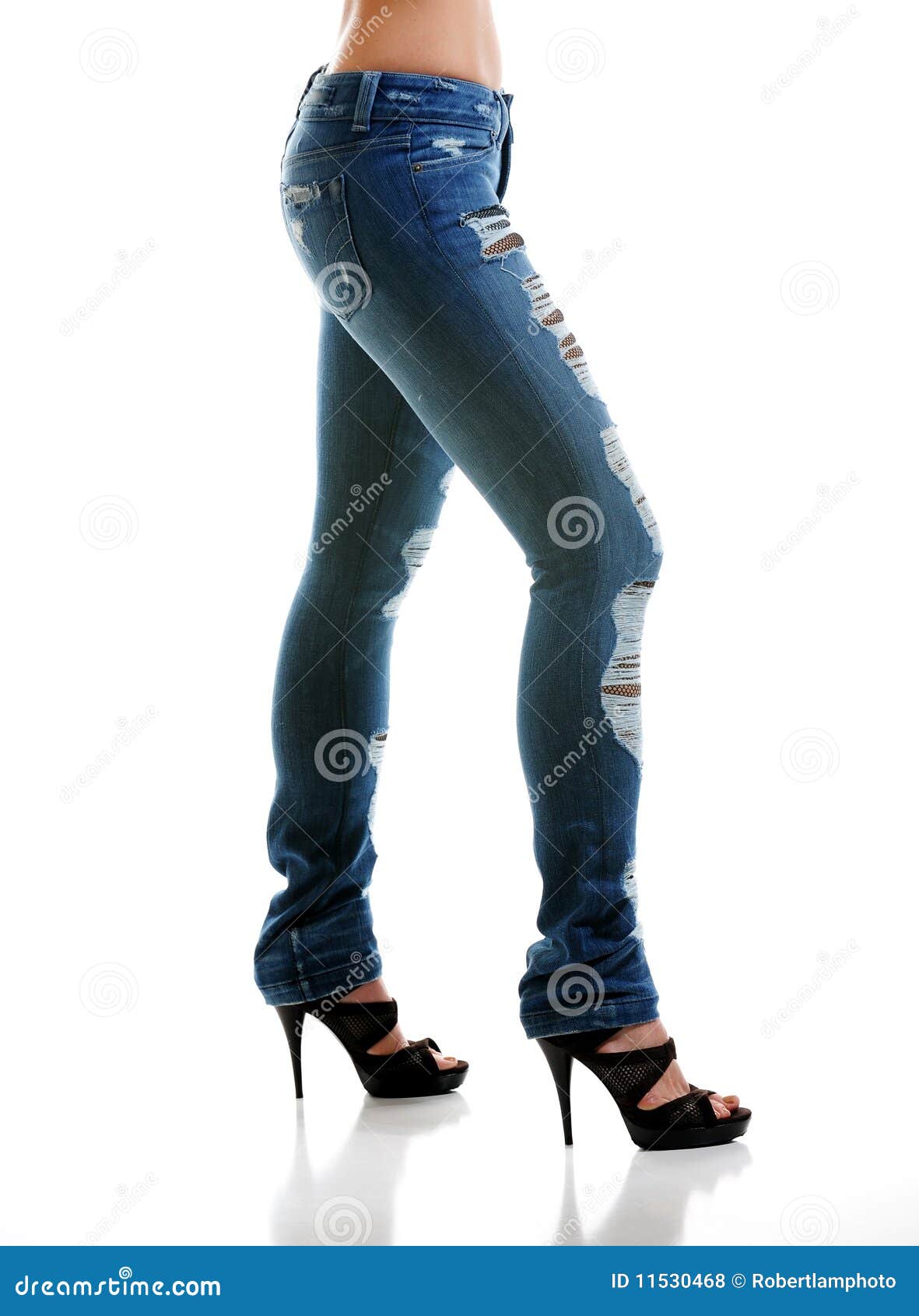 Beautiful Female Model Wearing Jean Stock Photo - Image of young, style ...