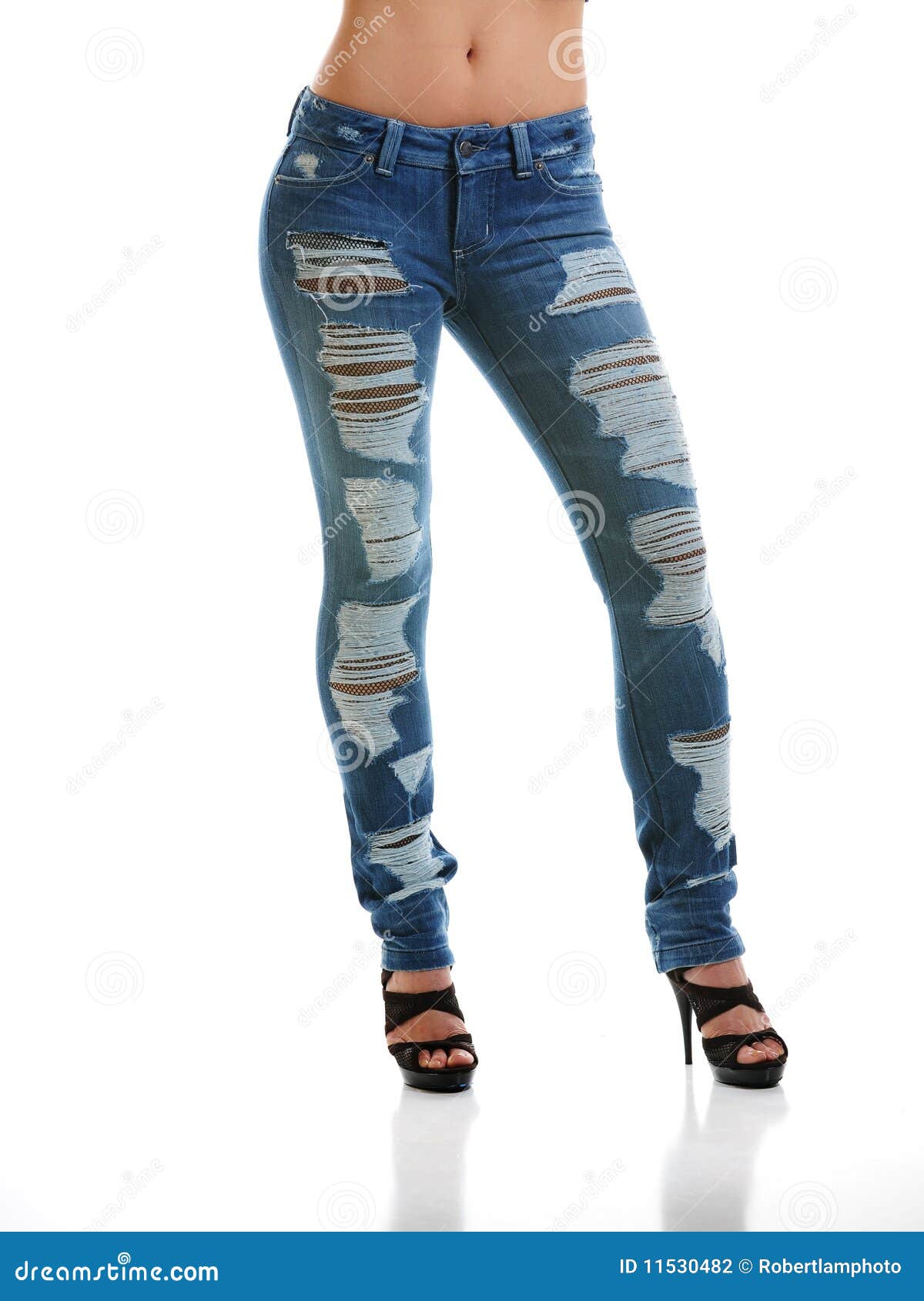 Beautiful Female Model Wearing Jean Stock Photo - Image of jeans, style ...