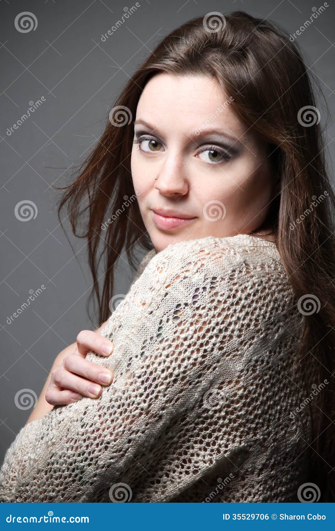 Beautiful Female Model Wearing Sweater Stock Photo - Image of warm ...