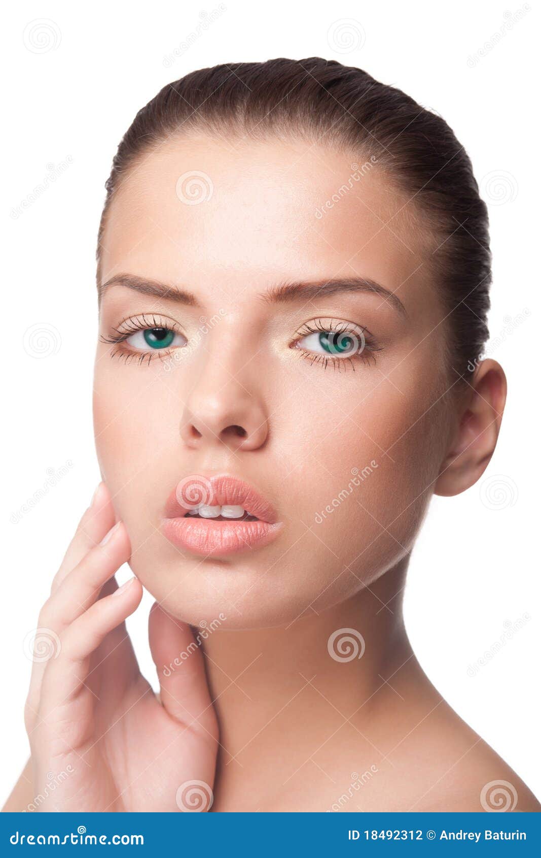 Beautiful Female Model on White Background Stock Photo - Image of fresh ...