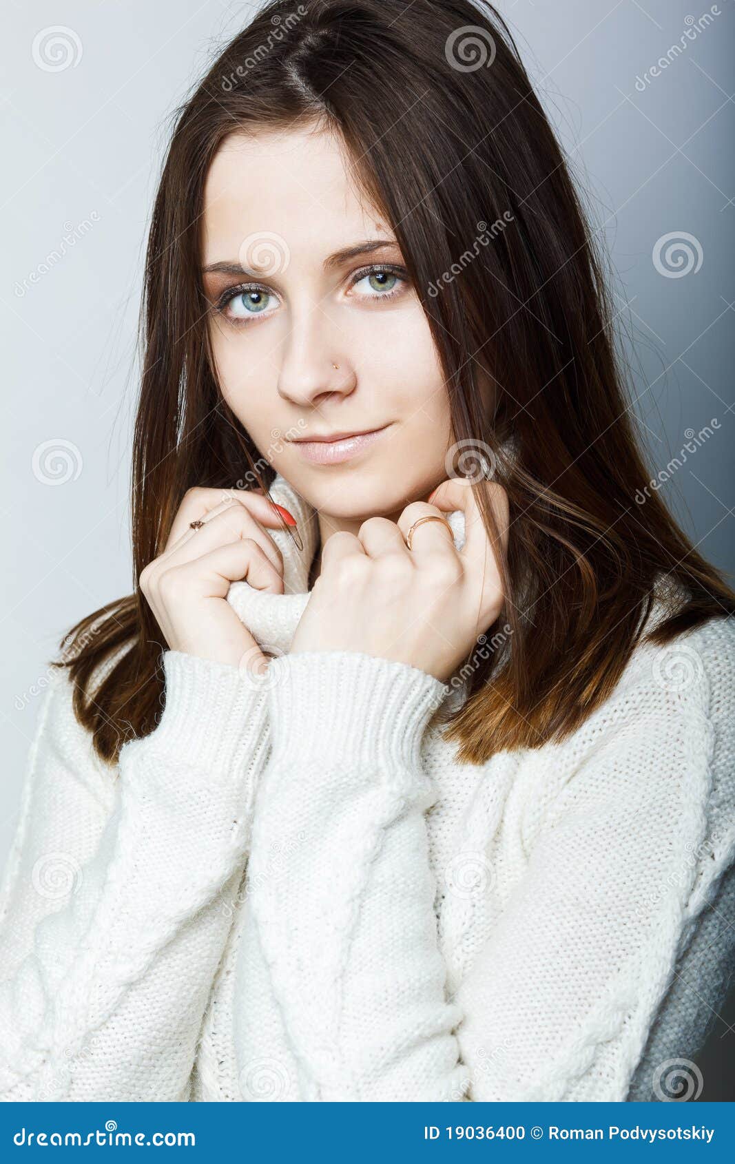 Beautiful Female Model on White Background Stock Photo - Image of back ...