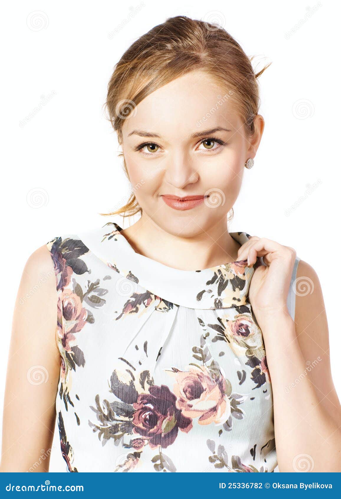 Beautiful Female Model on White Background Stock Photo - Image of hand ...