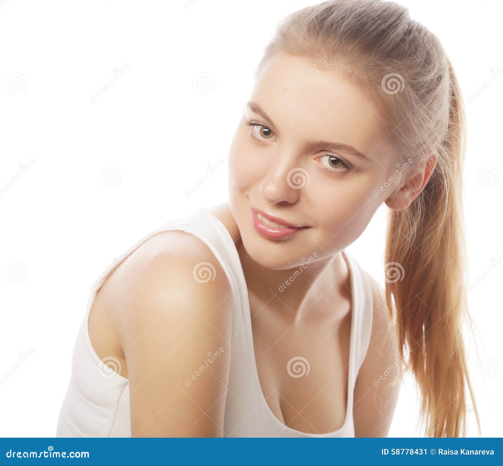 Beautiful Female Model on White Background Stock Image - Image of ...